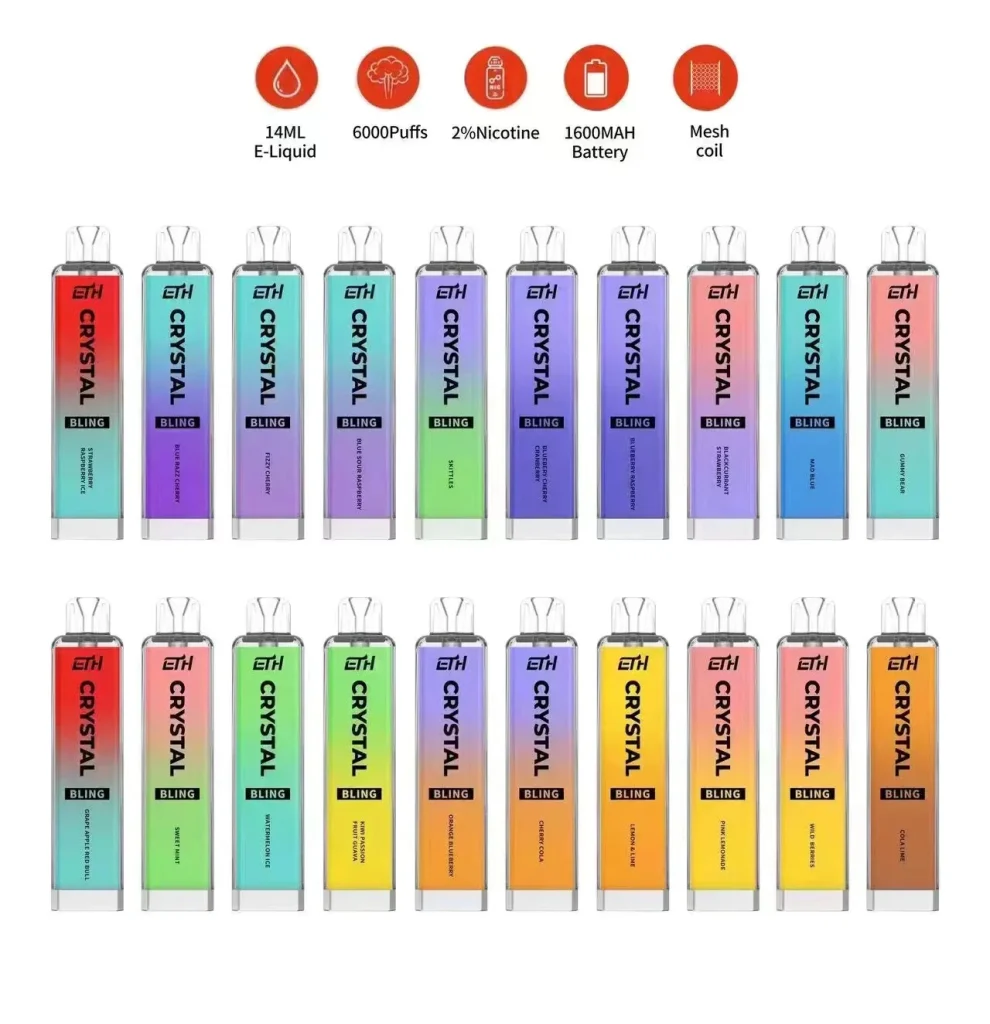 CRYSTAL VAPE 6000 PUFFS DISPOSABLE POD DEVICE 20MG 30+Flavours - supervapeuk